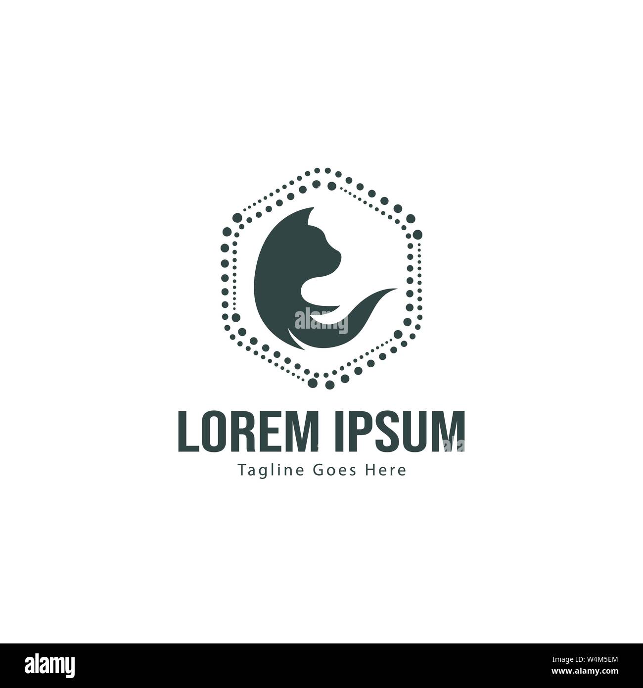 Cat logo template design. Cat logo with modern frame isolated on white ...