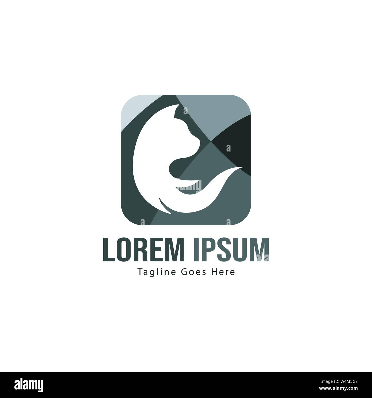 Cat logo template design. Cat logo with modern frame isolated on white ...
