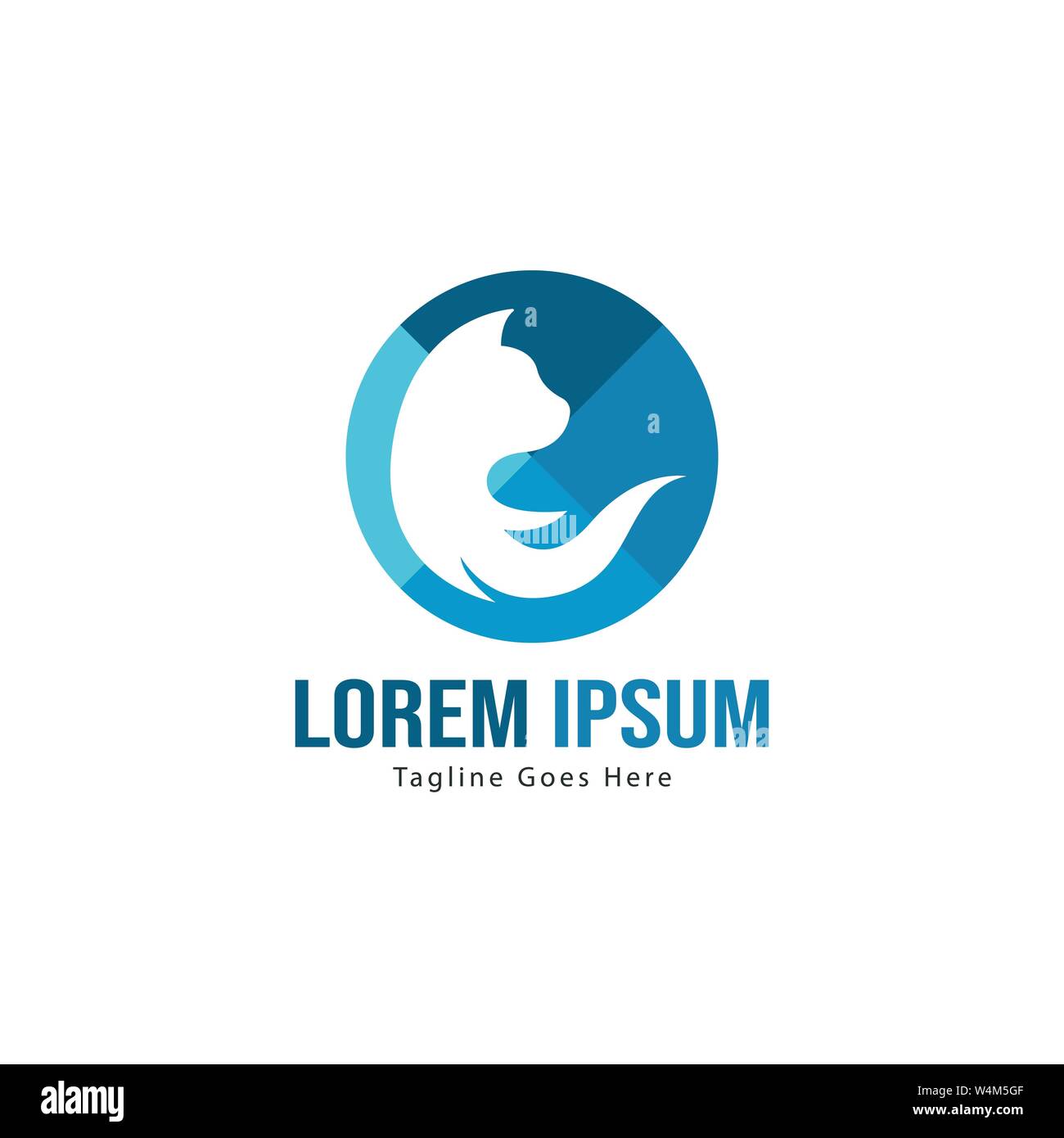 Cat logo template design. Cat logo with modern frame isolated on white ...