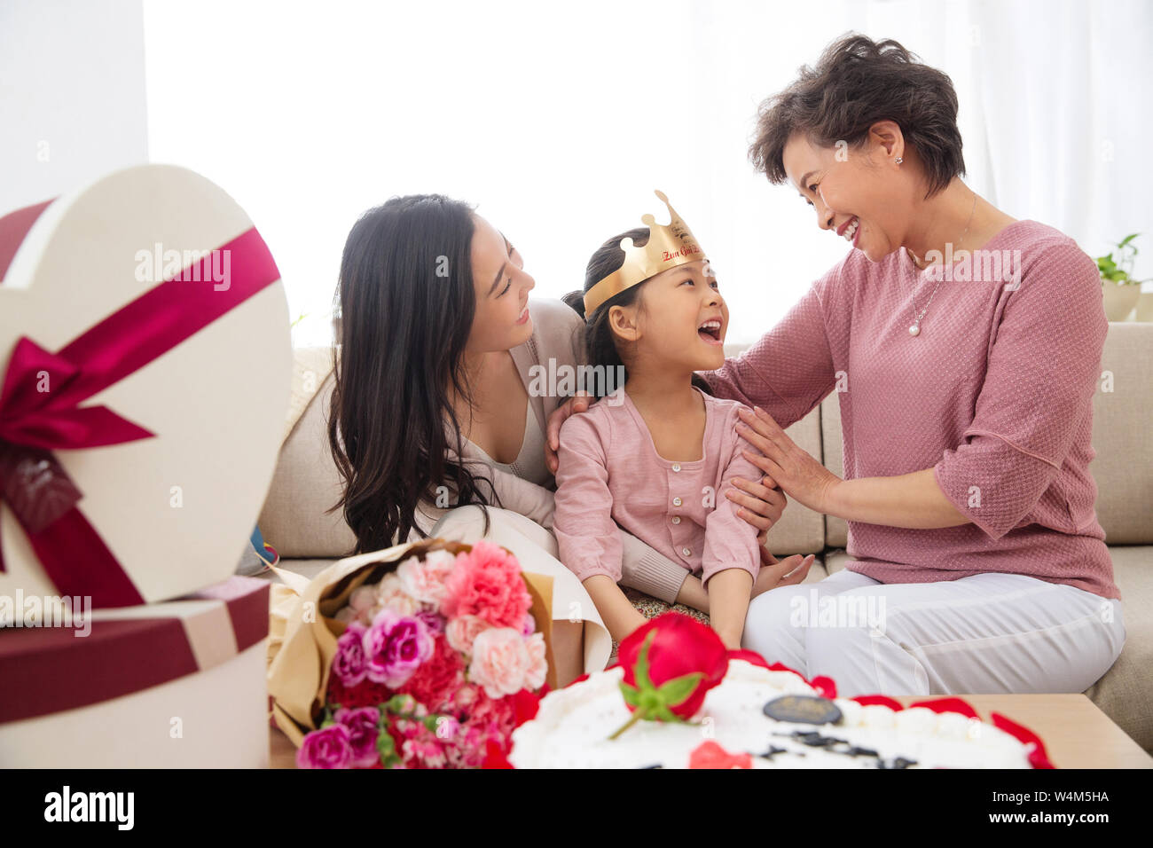 Happy three generations Stock Photo - Alamy