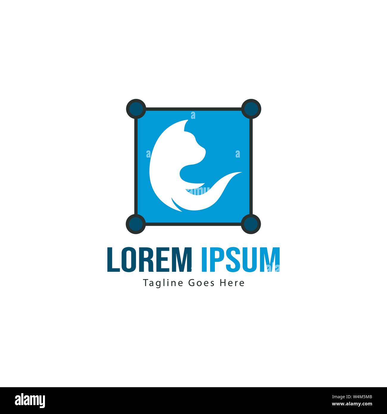 Cat logo template design. Cat logo with modern frame isolated on white ...