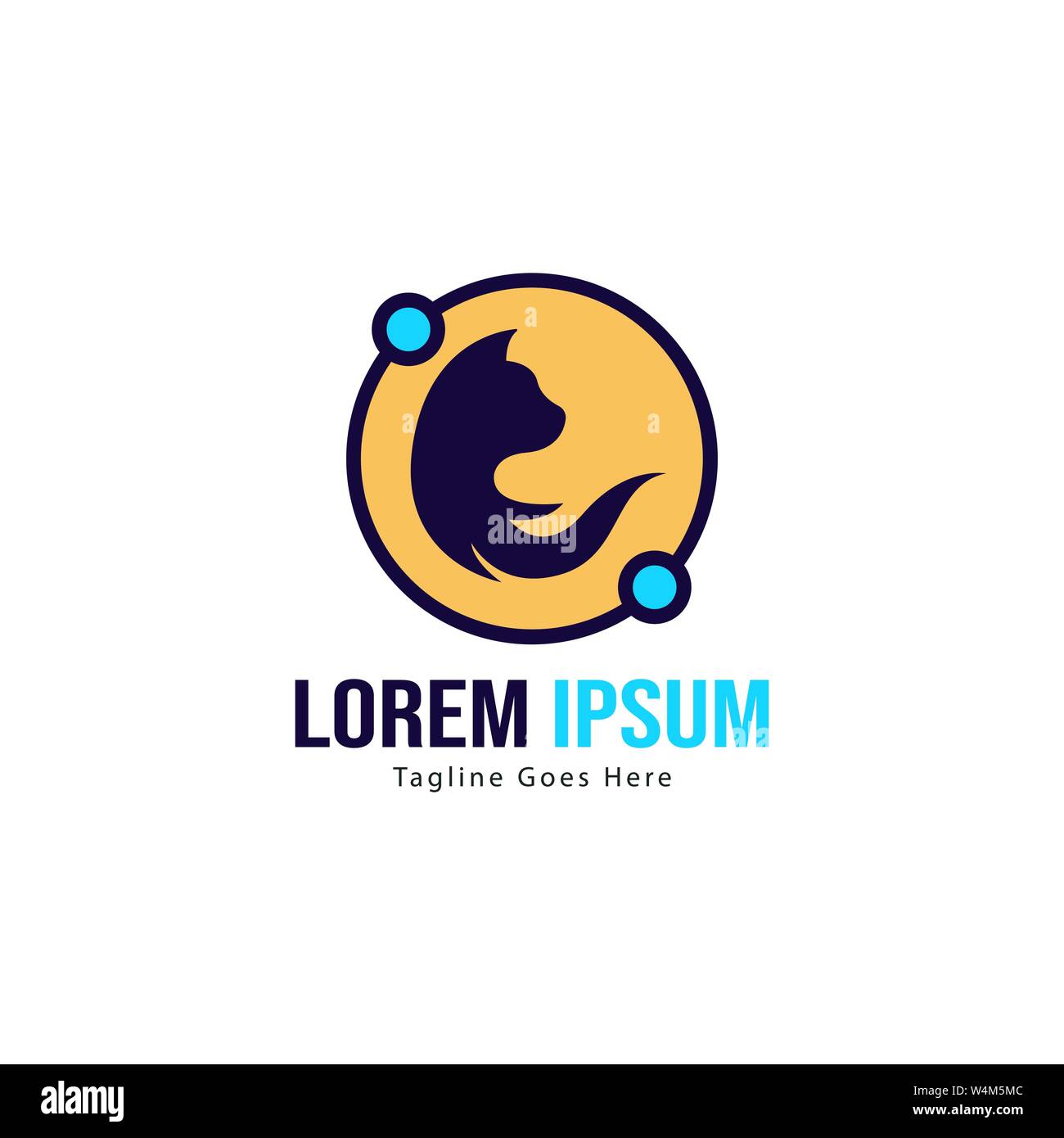 Cat logo template design. Cat logo with modern frame isolated on white ...