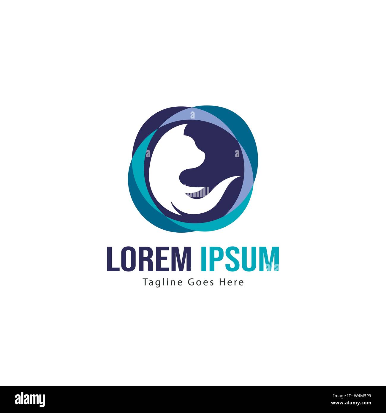 Cat logo template design. Cat logo with modern frame isolated on white ...