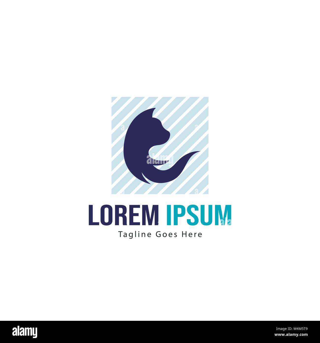 Cat logo template design. Cat logo with modern frame isolated on white ...