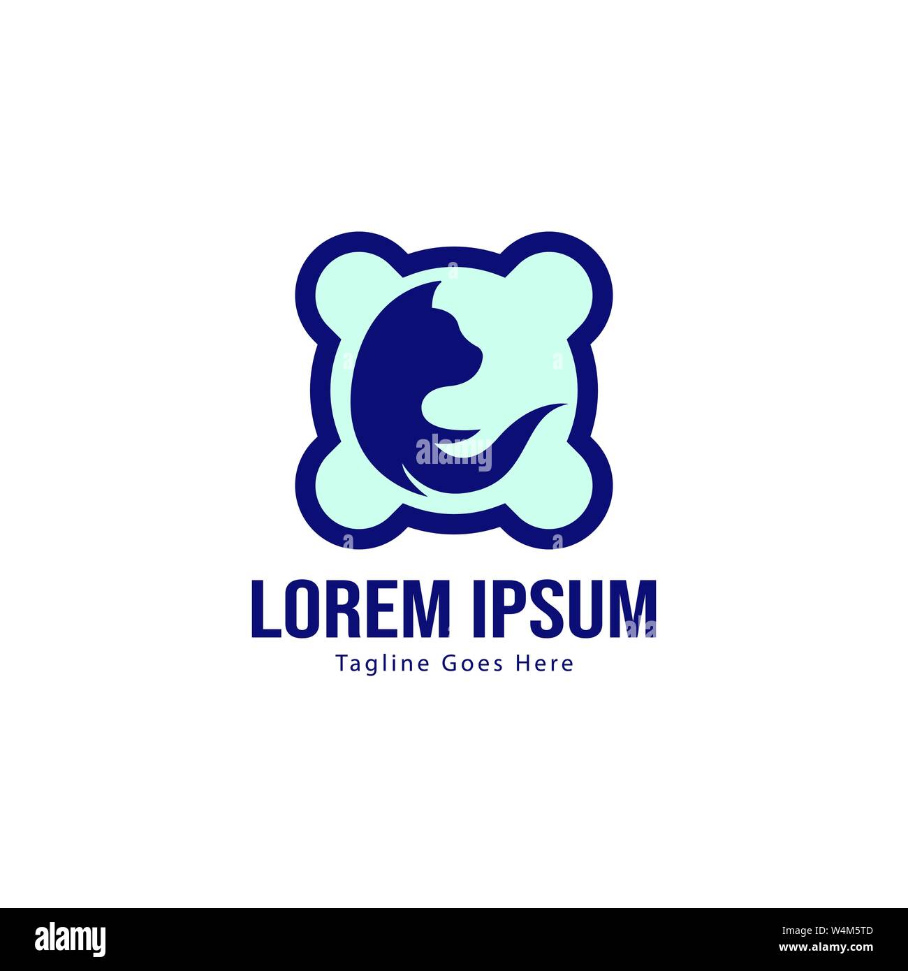 Cat logo template design. Cat logo with modern frame isolated on white ...