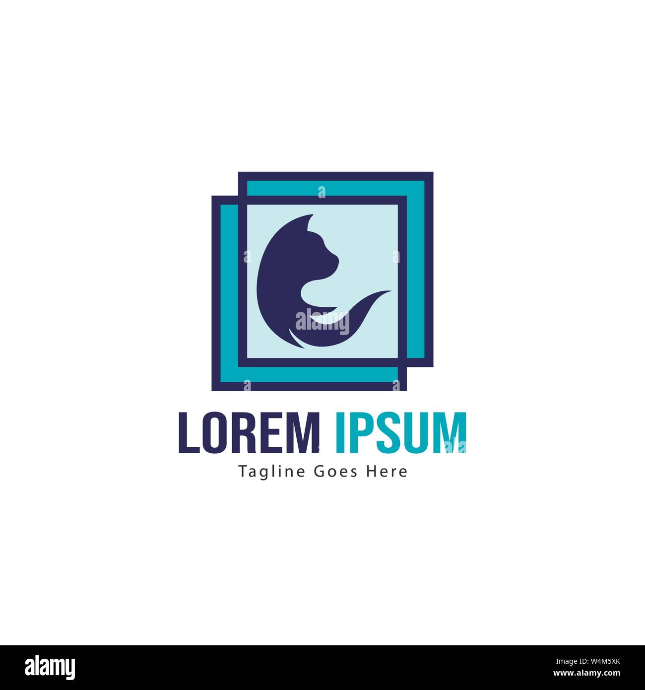 Cat logo template design. Cat logo with modern frame isolated on white ...