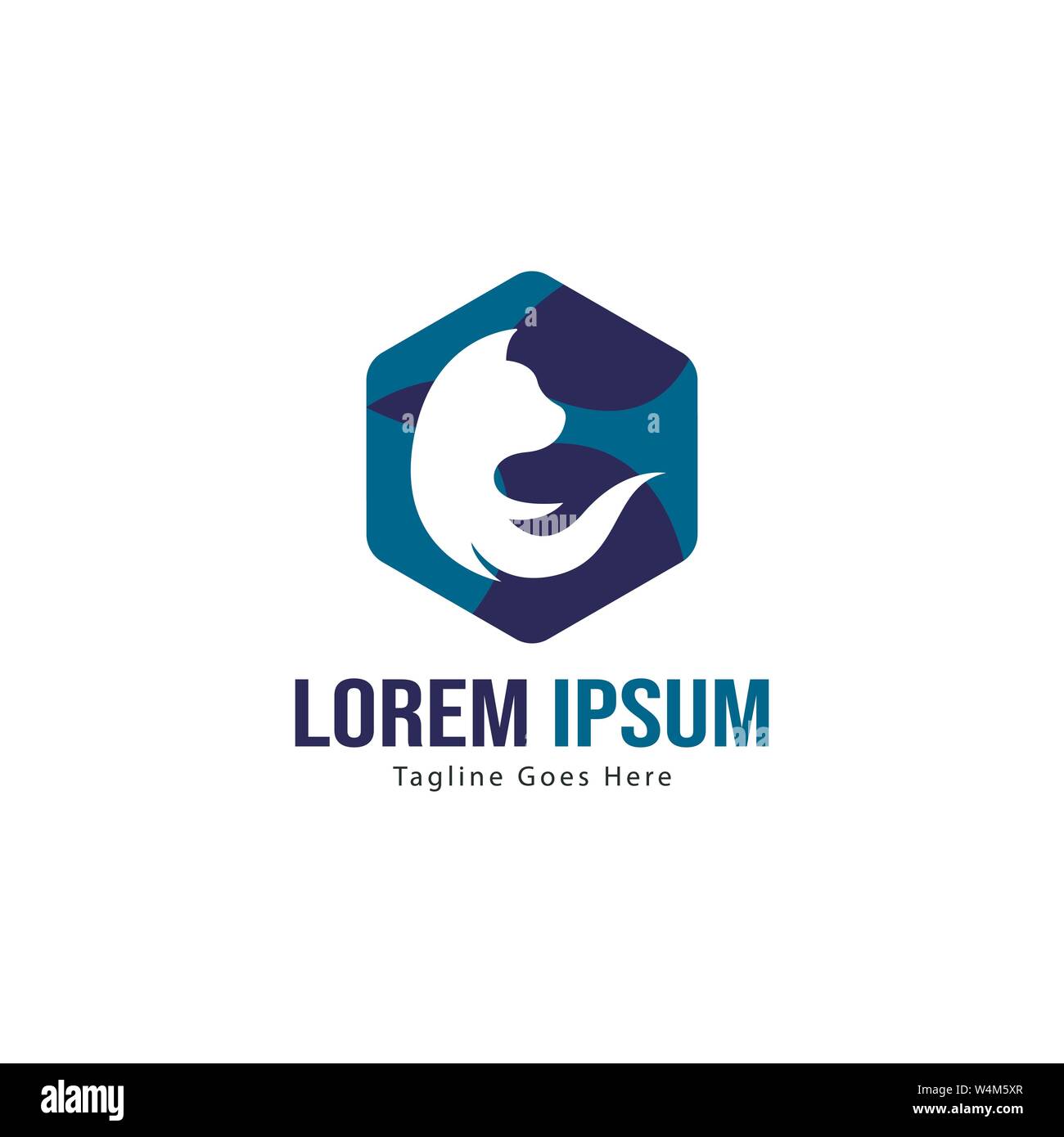 Cat logo template design. Cat logo with modern frame isolated on white ...