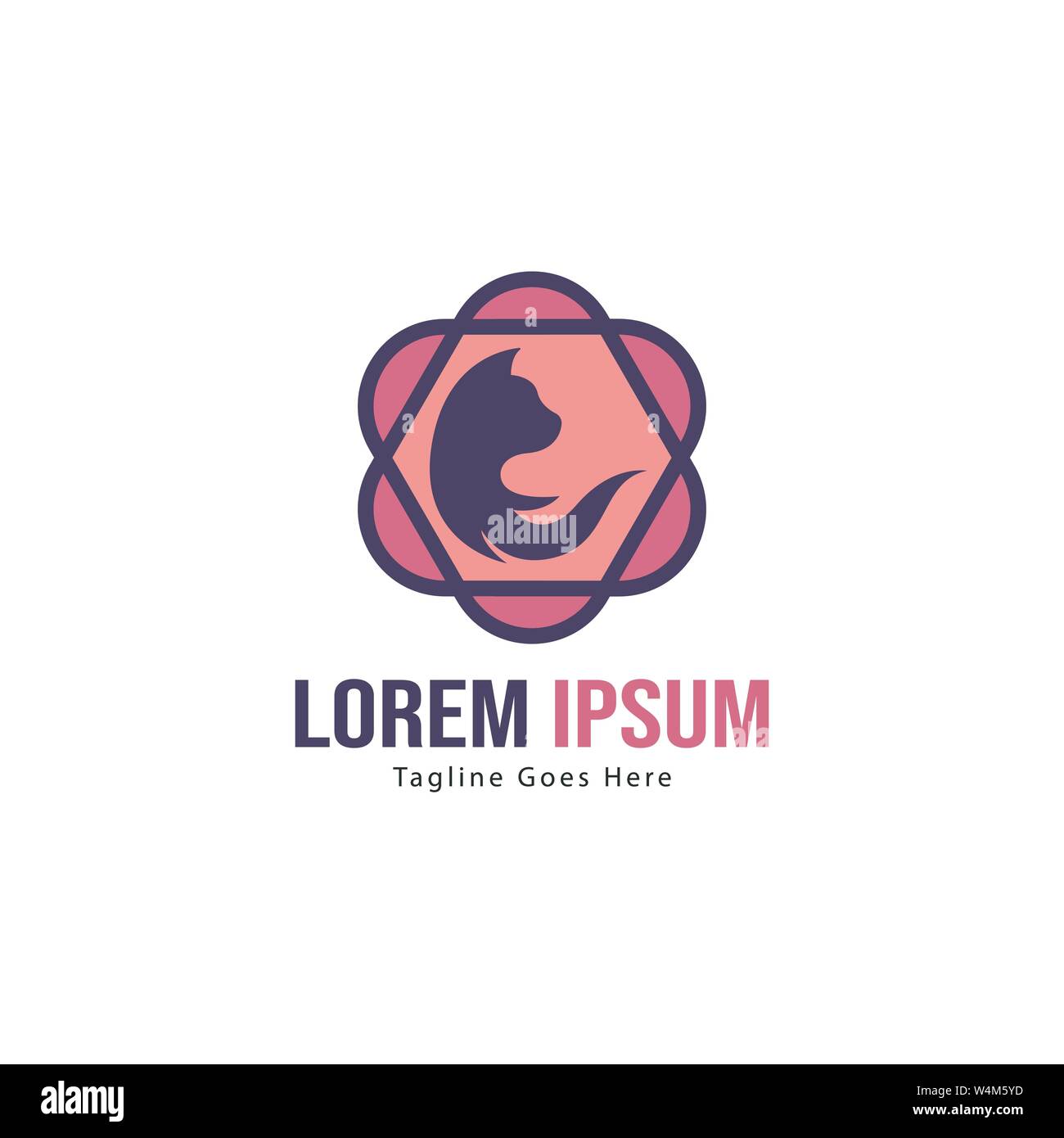 Cat logo template design. Cat logo with modern frame isolated on white ...
