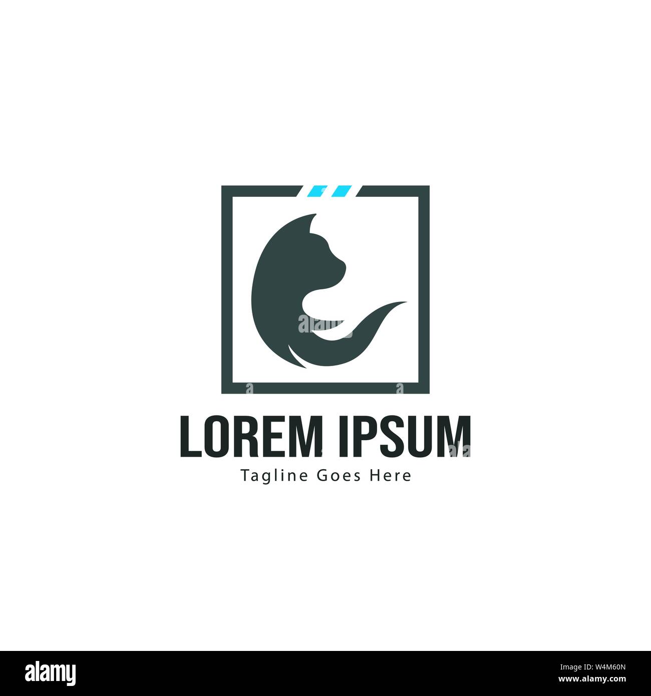Cat logo template design. Cat logo with modern frame isolated on white ...