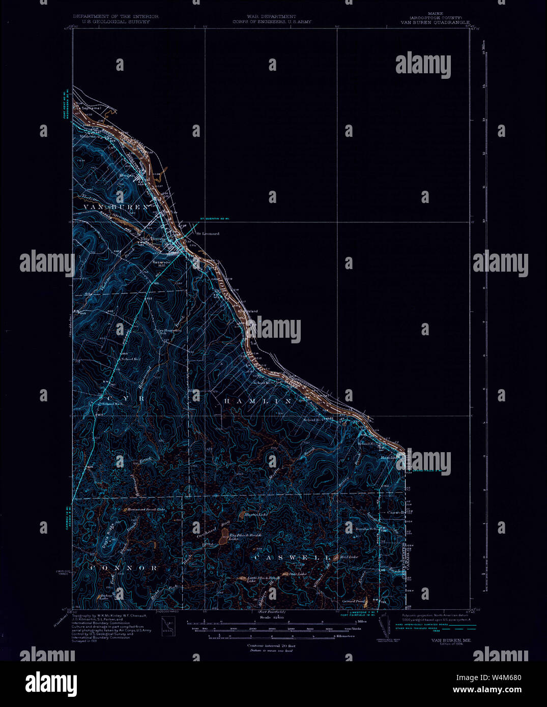 Maine USGS Historical Map Van Buren 460980 1934 62500 Inversion ...