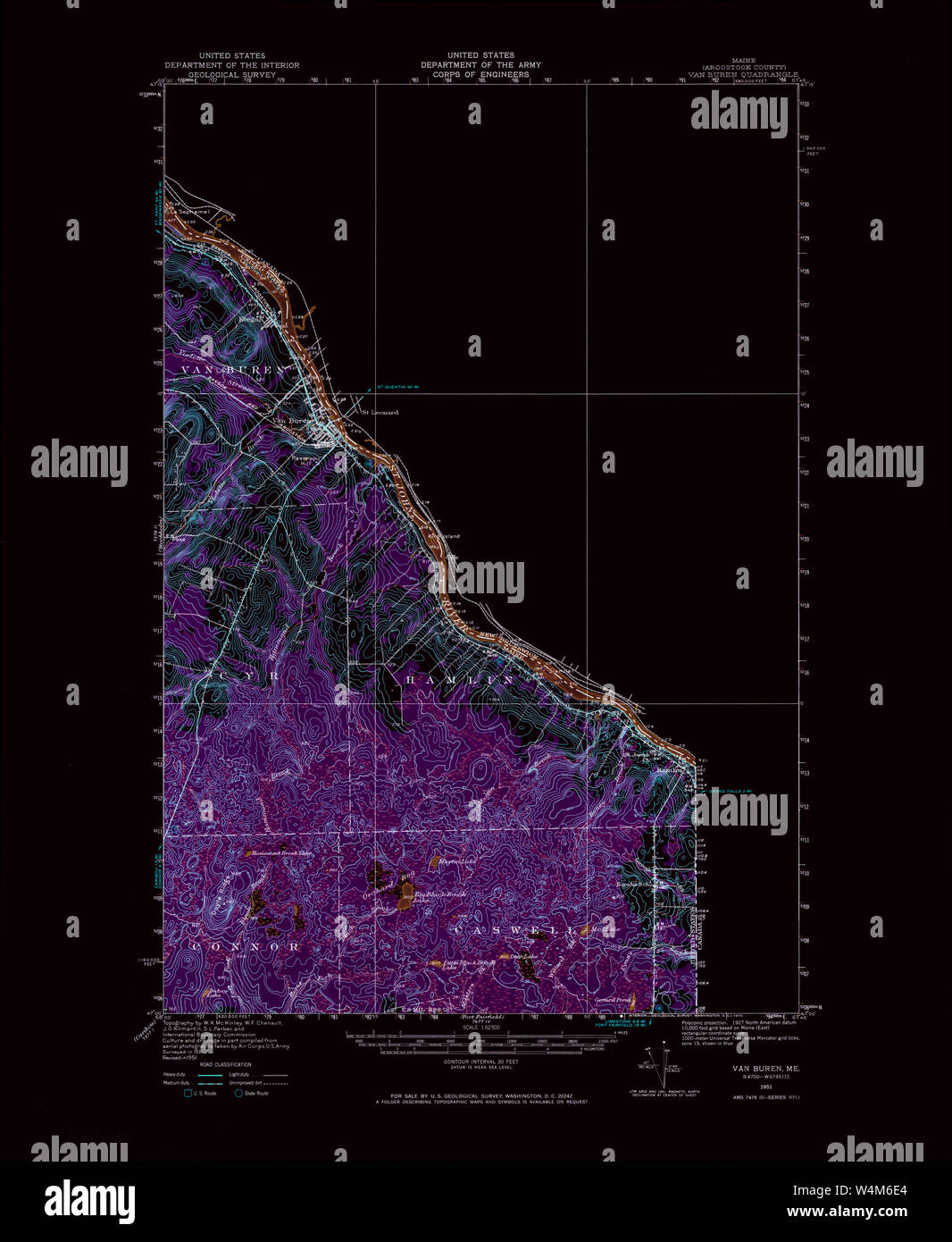 Maine USGS Historical Map Van Buren 460984 1951 62500 Inversion ...