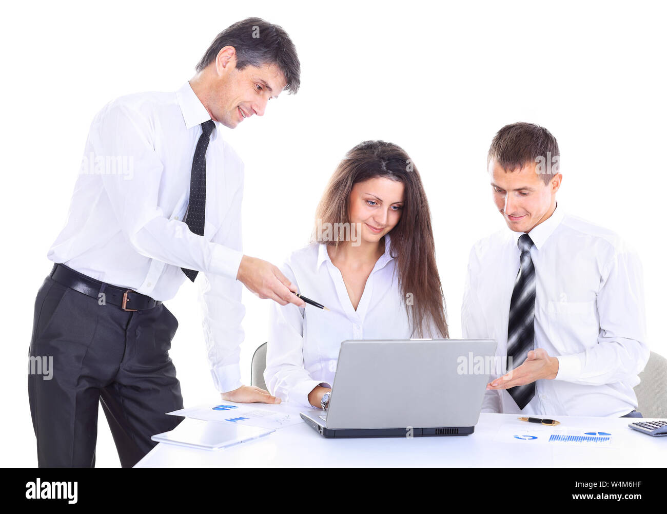 Group of business people working. Isolated on white background Stock ...
