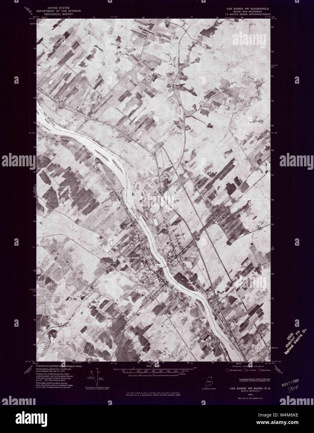 Maine USGS Historical Map Van Buren NW 807252 1975 24000 Inversion ...