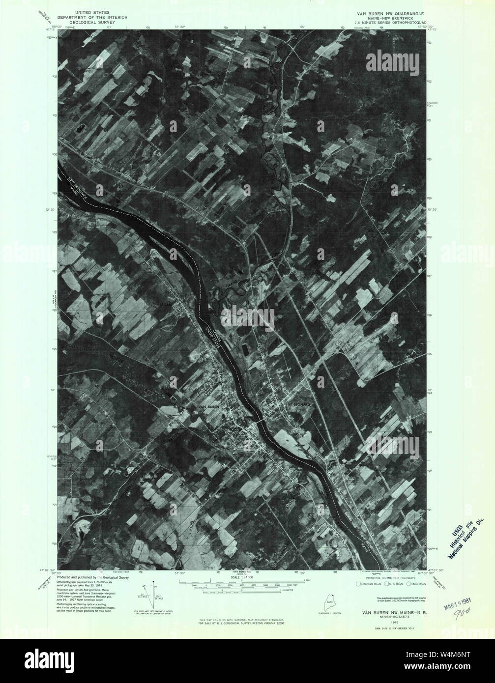 Maine USGS Historical Map Van Buren NW 807252 1975 24000 Restoration ...