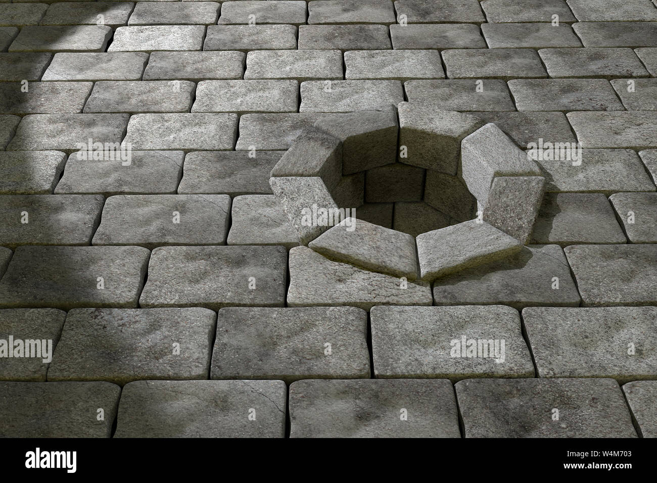 3d rendering of a stone hole in the ground Stock Photo - Alamy