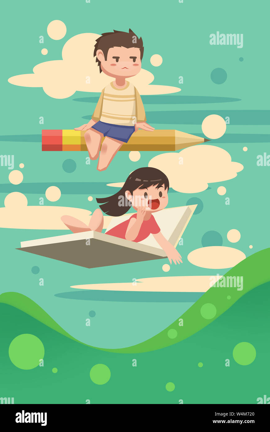 Vector illustration students sitting hi-res stock photography and ...