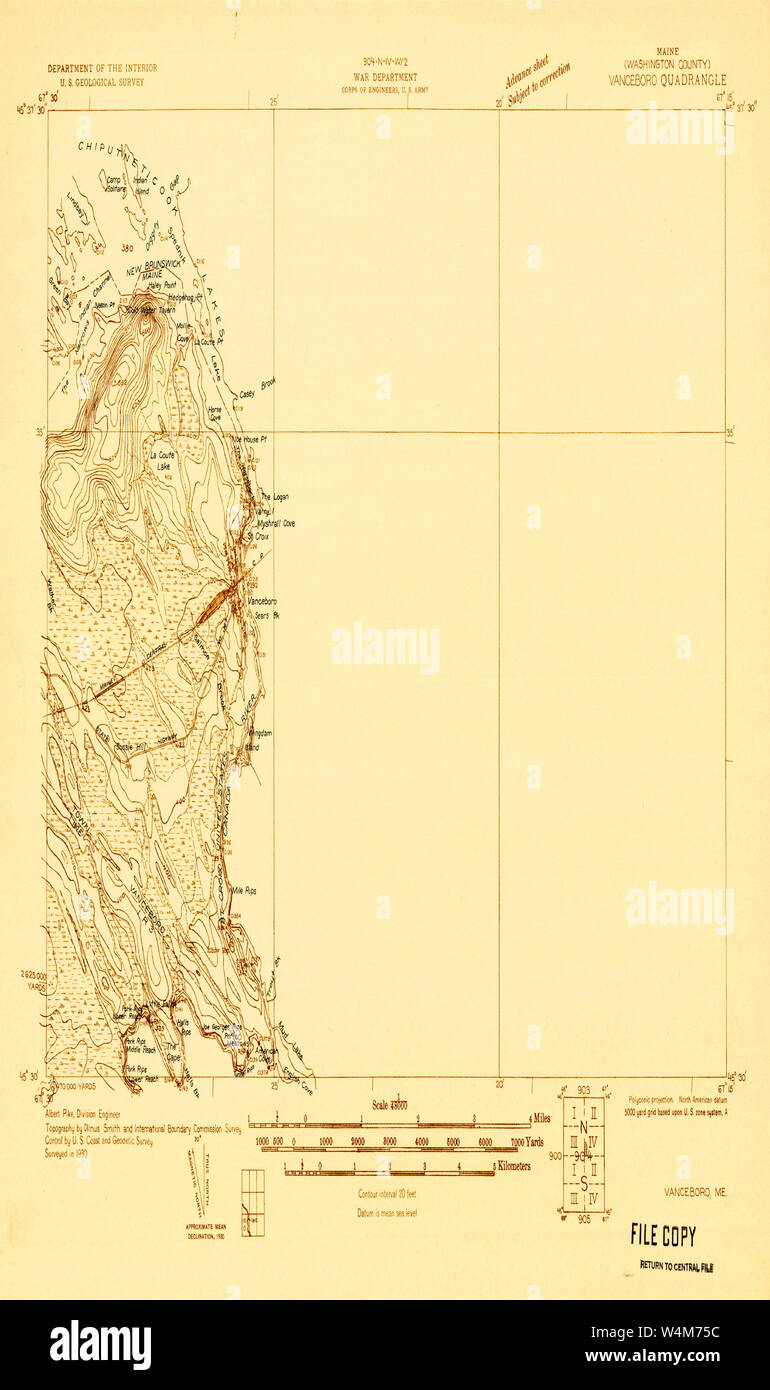 Maine USGS Historical Map Vanceboro 807712 1930 48000 Restoration Stock ...