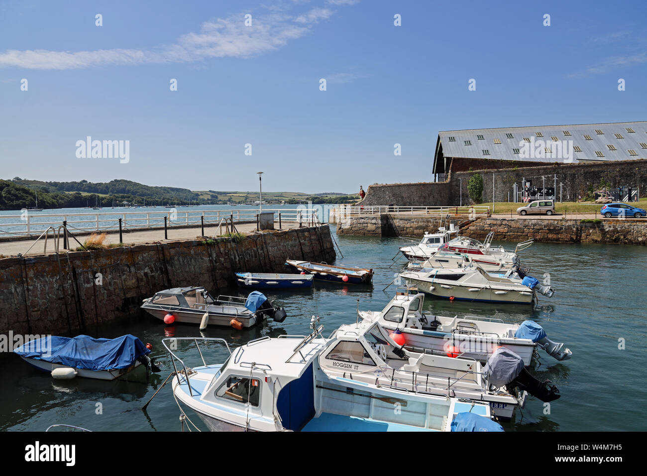Boats berthed in safety at the quay at Mutton Cove in Devonport Stock ...
