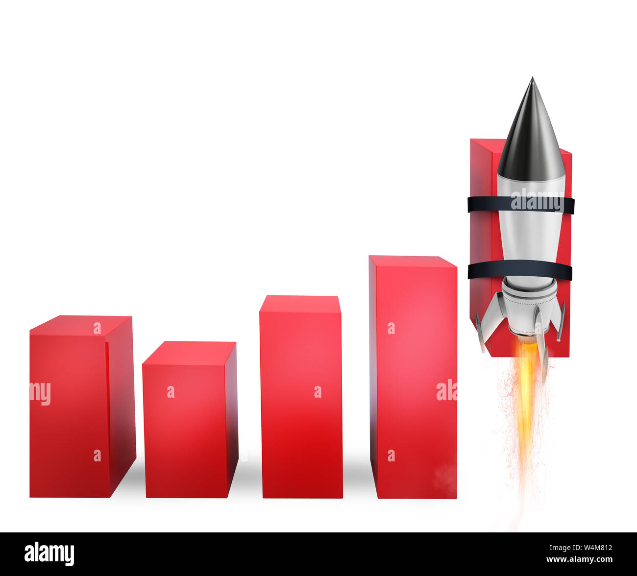 Rocket helps to improve business statistic to grow up Stock Photo - Alamy