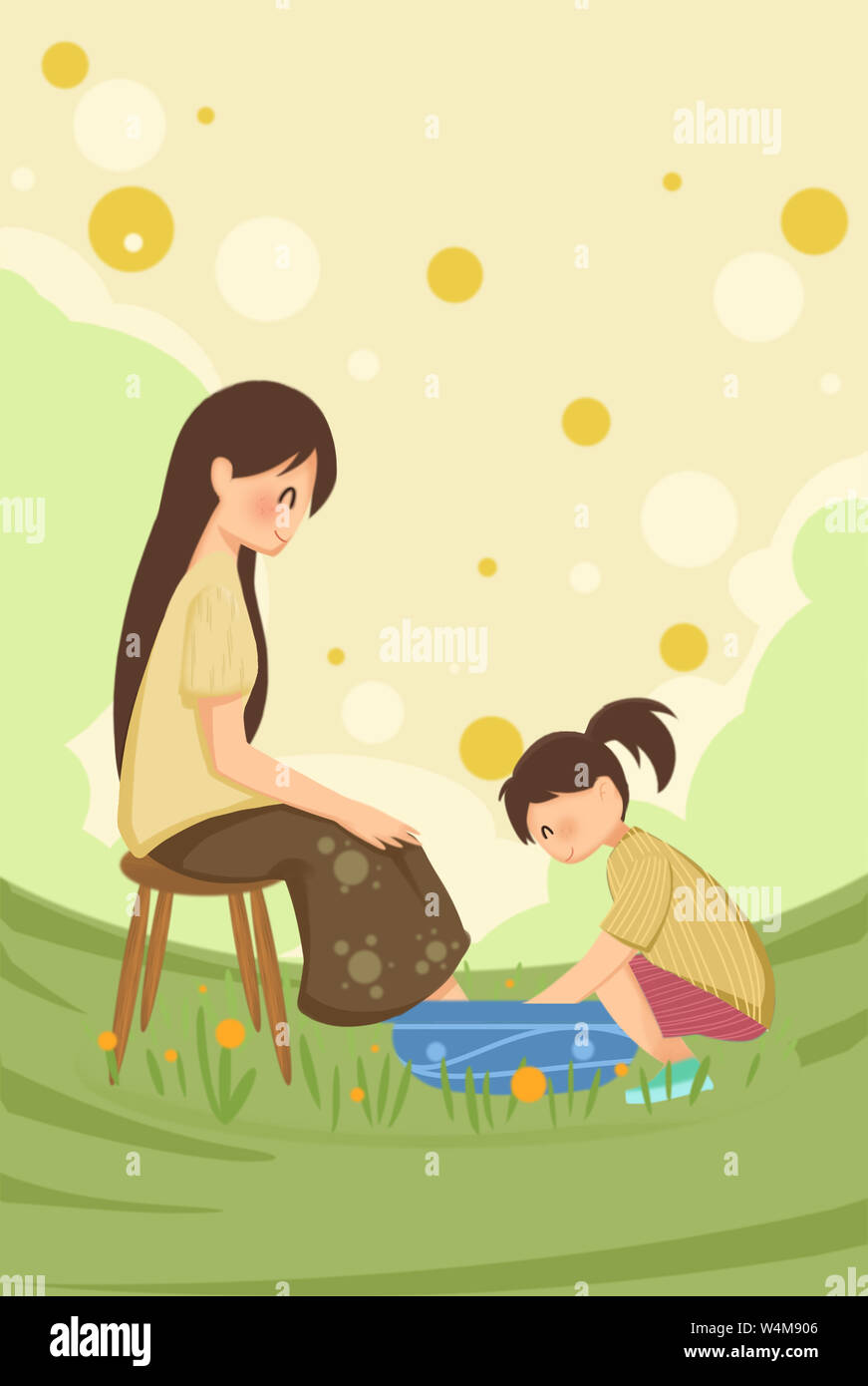 His daughter to wash her legs Stock Photo - Alamy