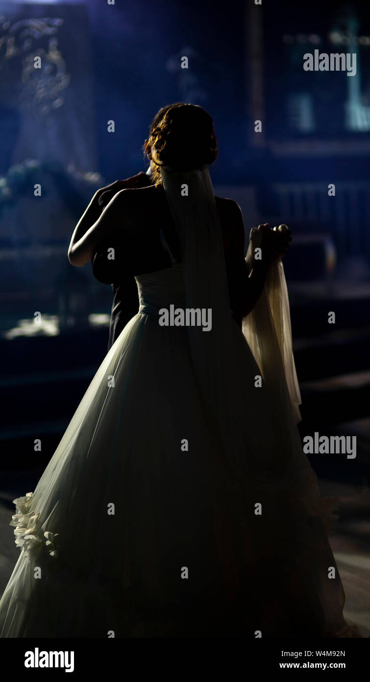 Bride and groom first dancing. Wedding dance of beautiful couple Stock ...