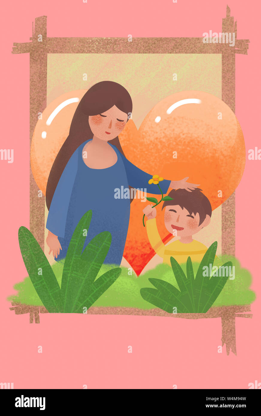 Mother and child illustrator Stock Photo - Alamy