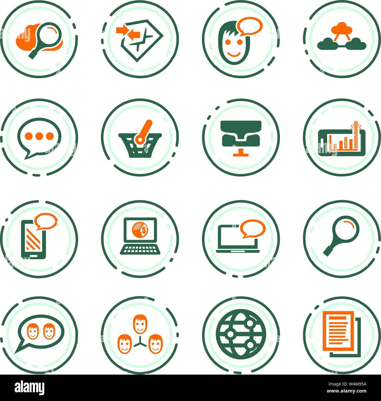 Data Analytic And Social Network Vector Icons For User Interface Design