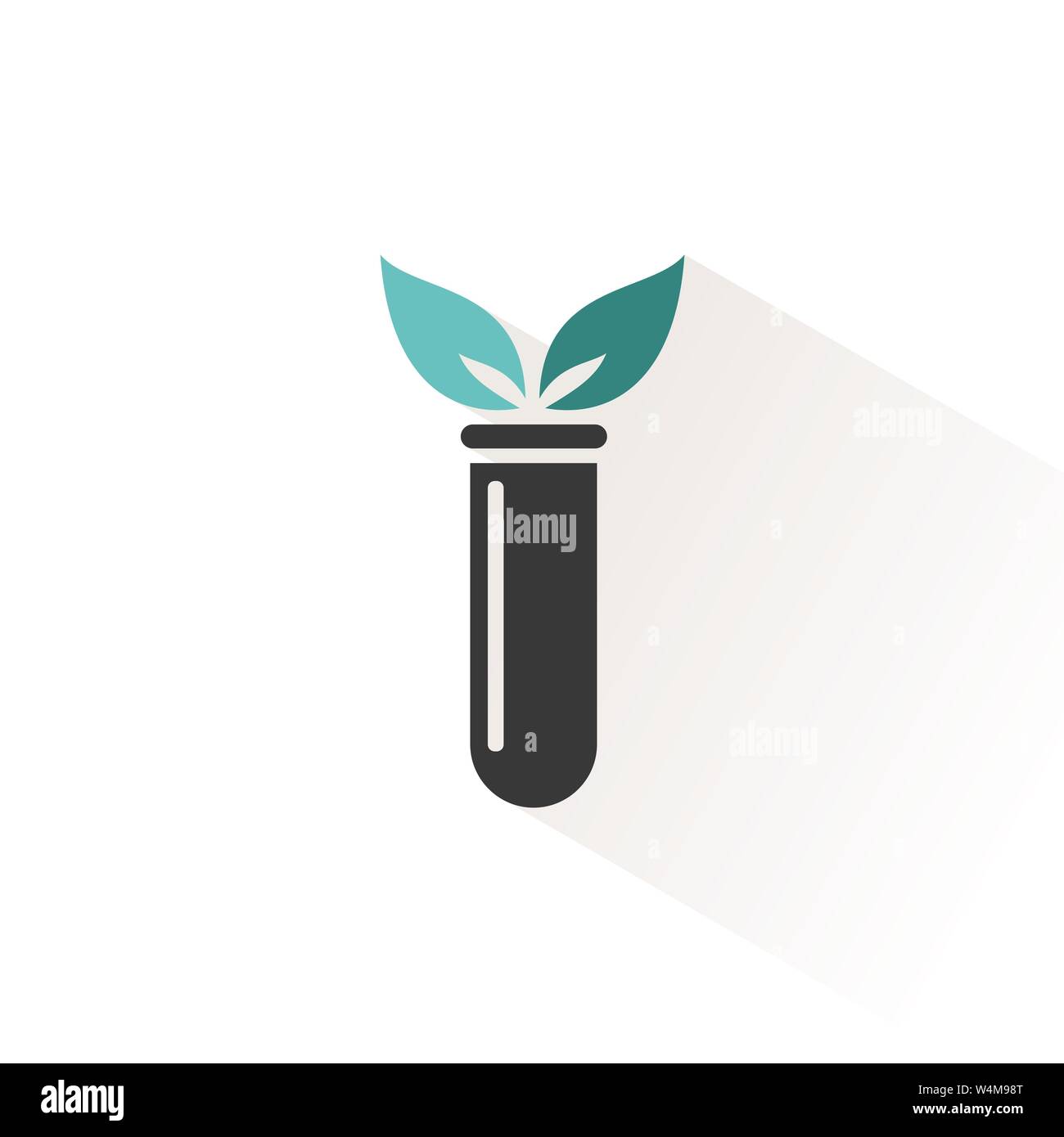 Lab plant icon. Chemistry test tube with two leaves. Pharmacy vector ...