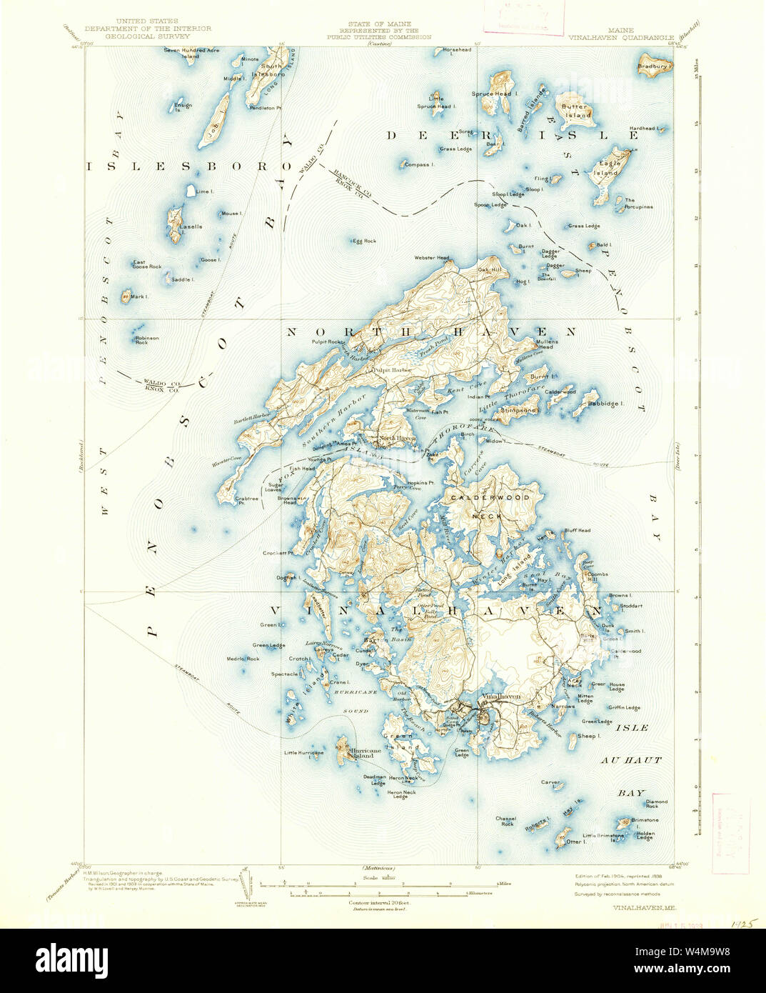 Maine USGS Historical Map Vinalhaven 460995 1904 62500 Restoration ...