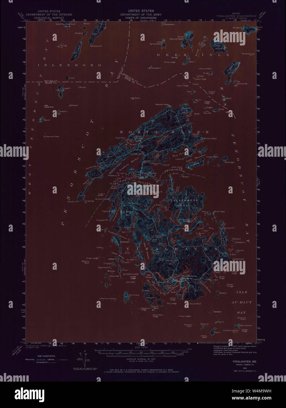 Maine USGS Historical Map Vinalhaven 306832 1941 62500 Inversion ...