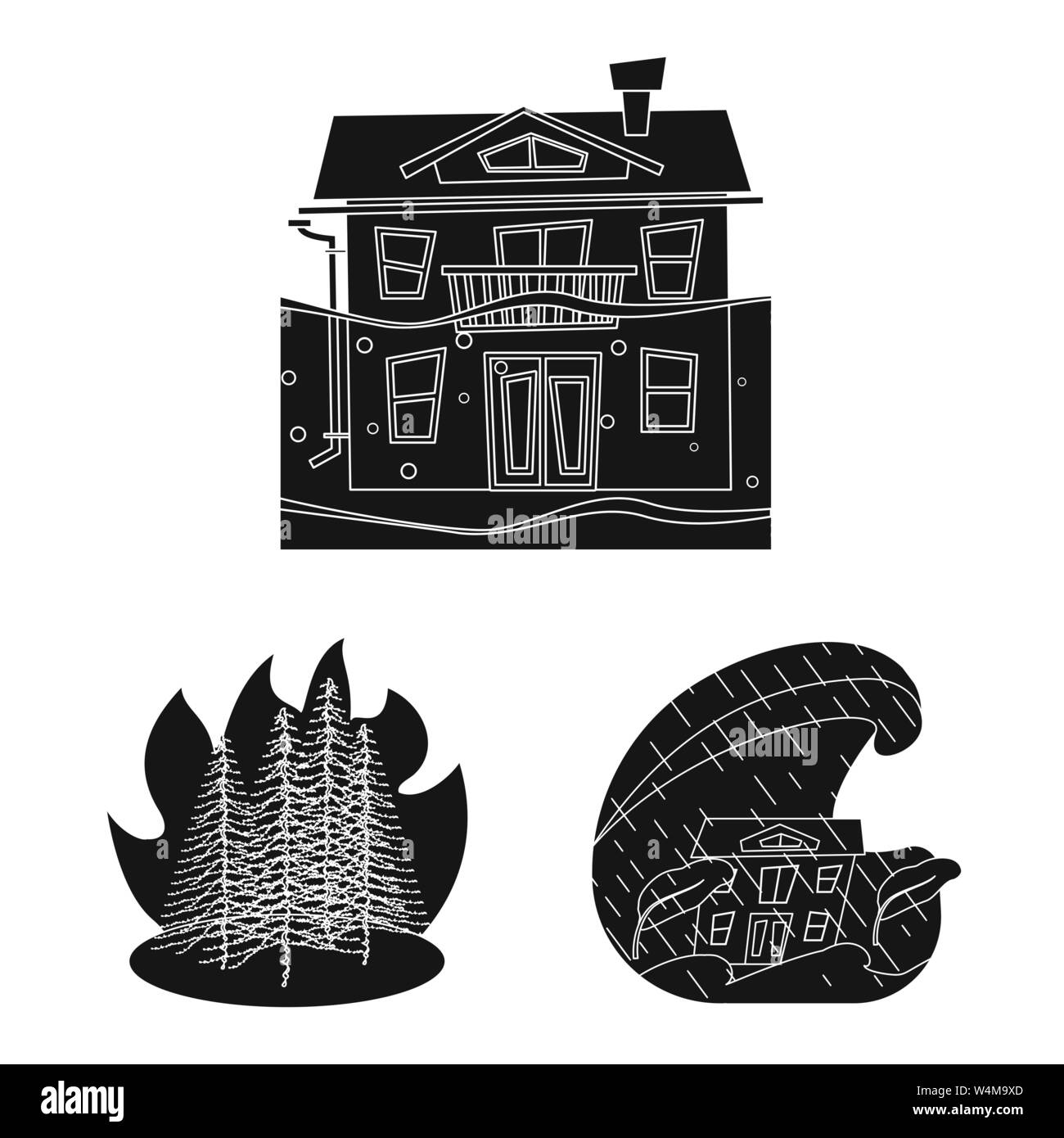 Vector design of calamity and crash sign. Set of calamity and disaster ...