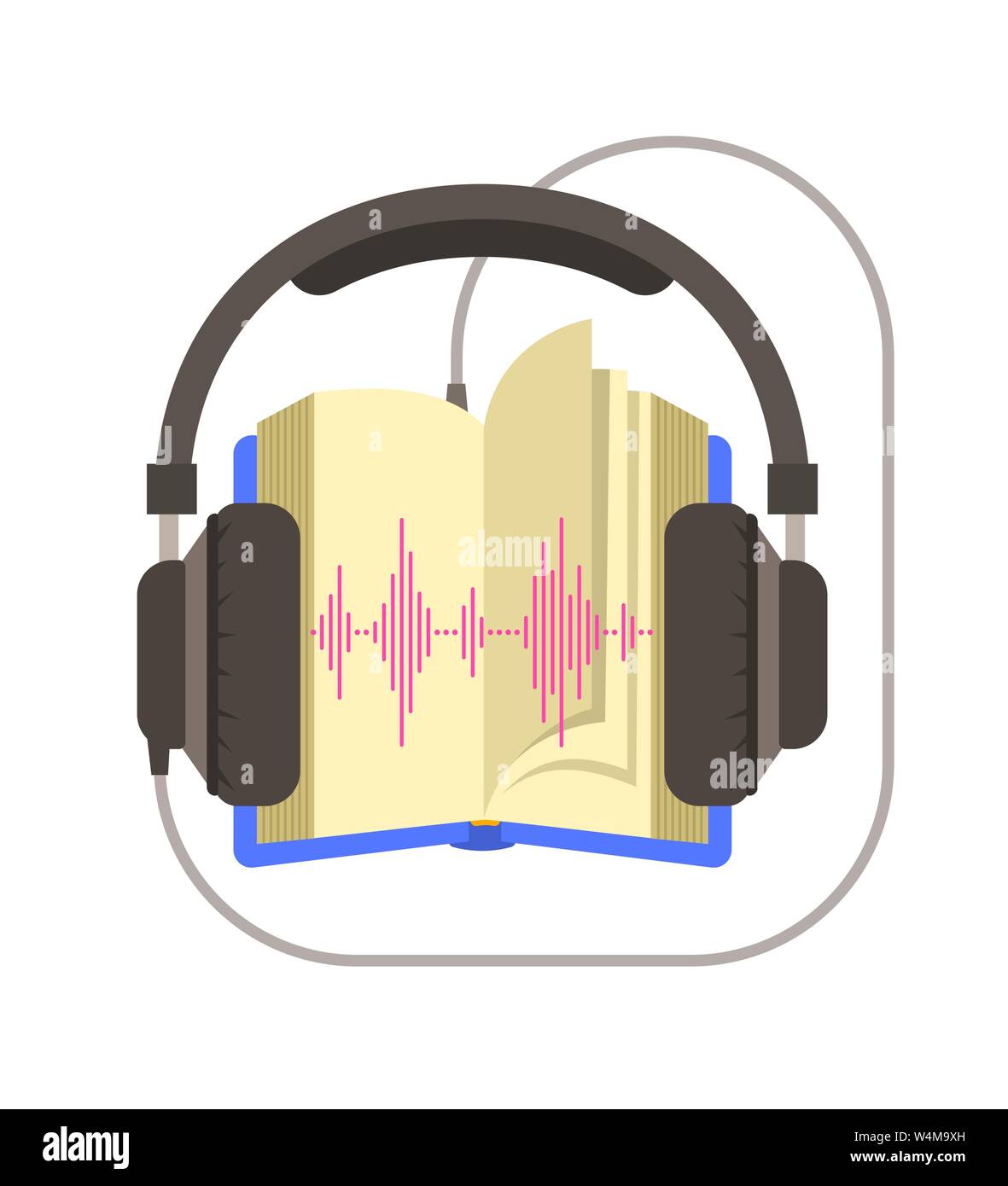 Audio Book Concept Online Library Vector Flat Illustration Open Book