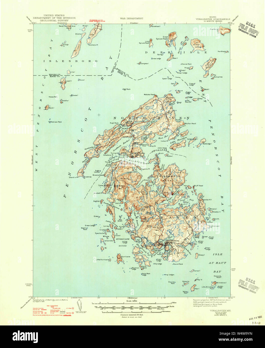 Maine USGS Historical Map Vinalhaven 460996 1944 62500 Restoration ...
