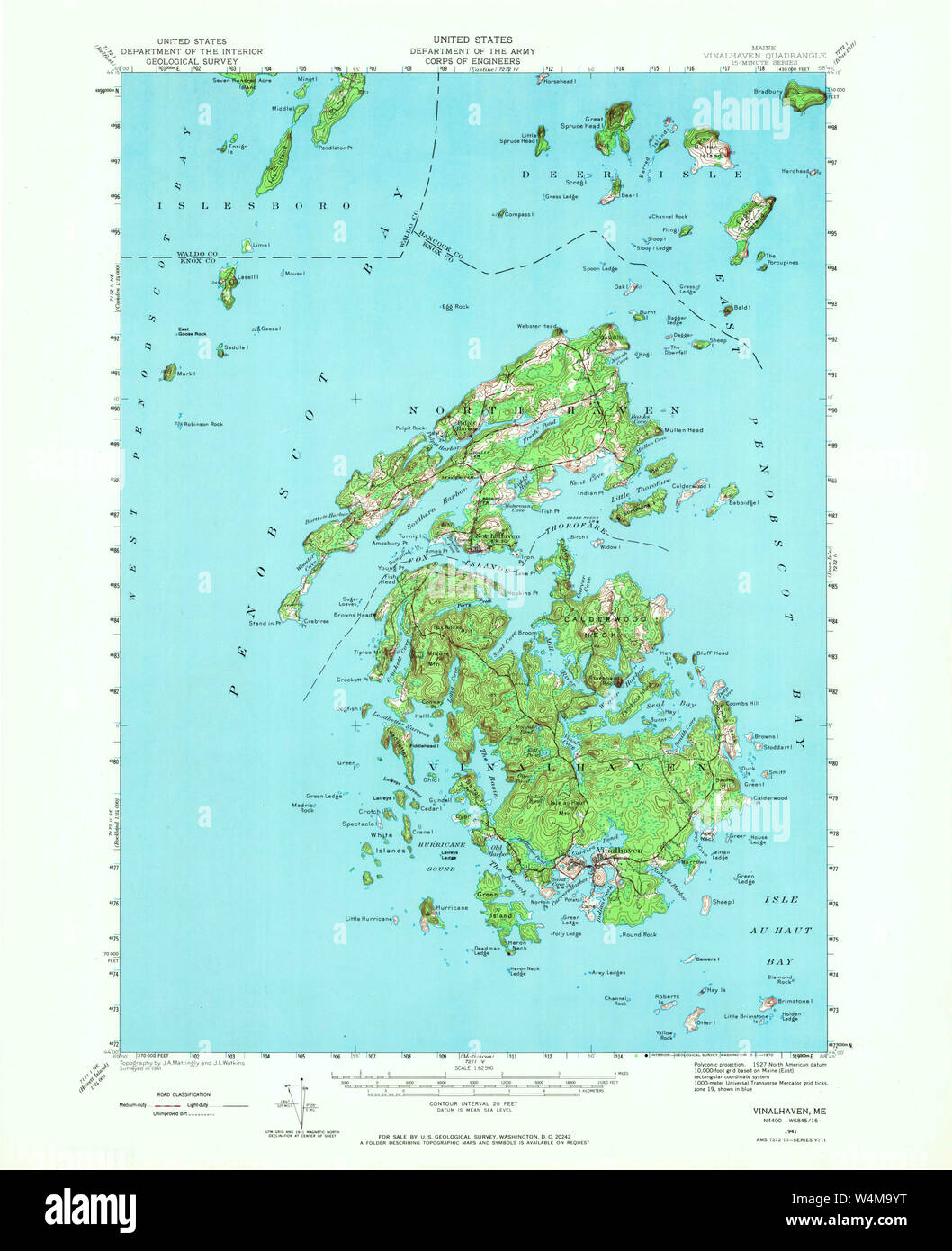 Maine USGS Historical Map Vinalhaven 460997 1941 62500 Restoration ...