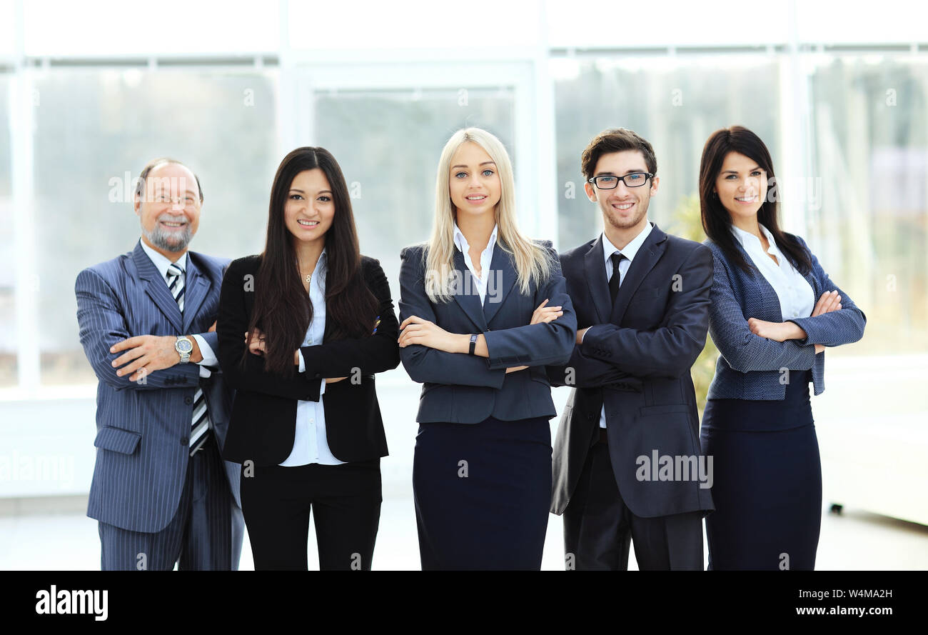 successful business team, background of bright, modern office Stock ...