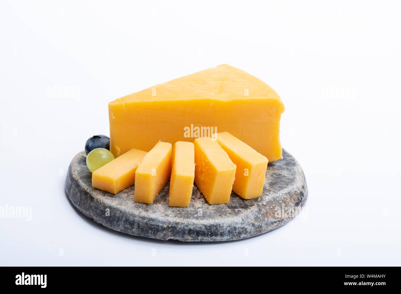 Cheddar cheese collection, piece of yellow Cheddar cheese made from cow ...