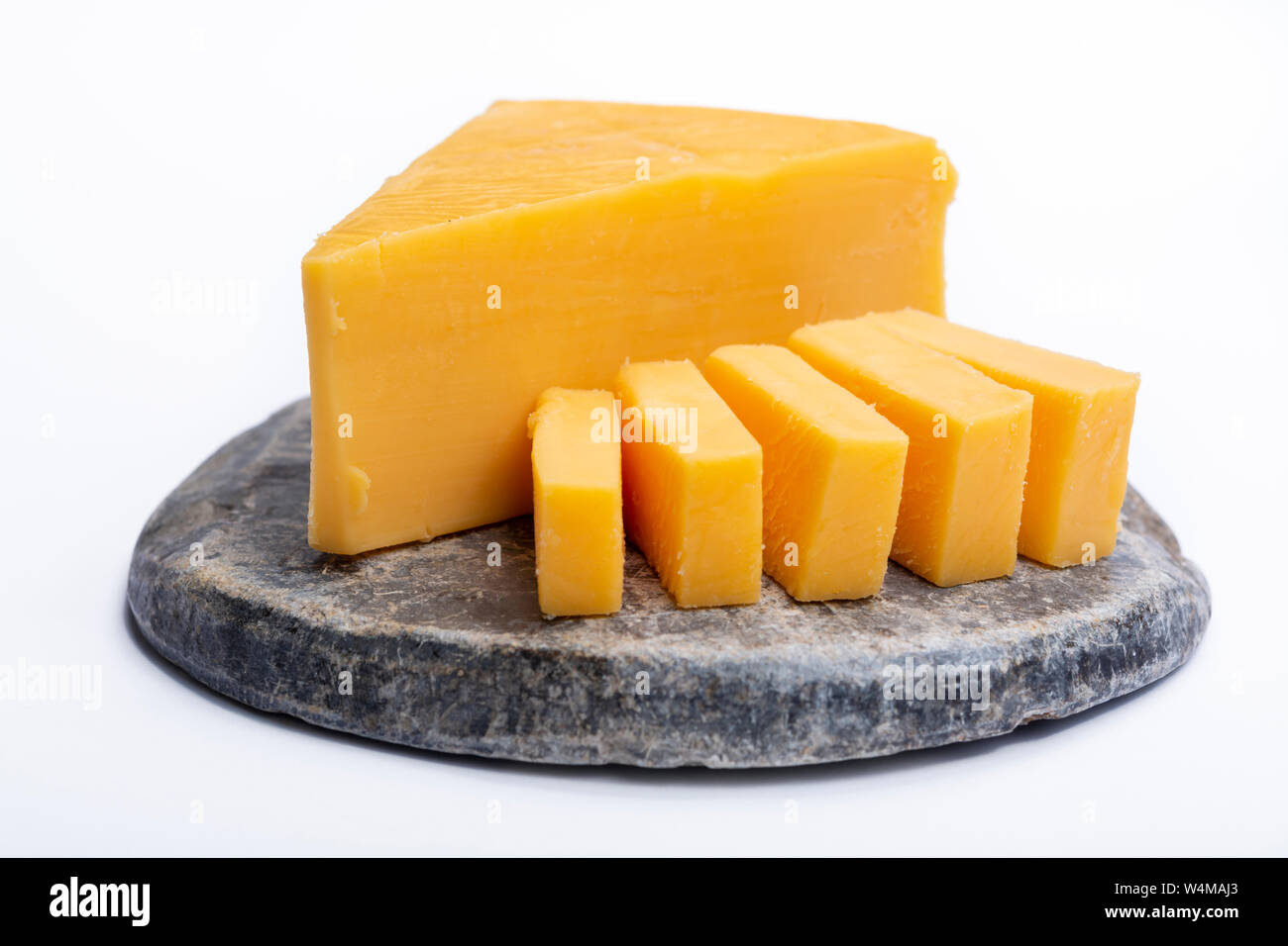 Cheddar cheese collection, piece of yellow Cheddar cheese made from cow ...