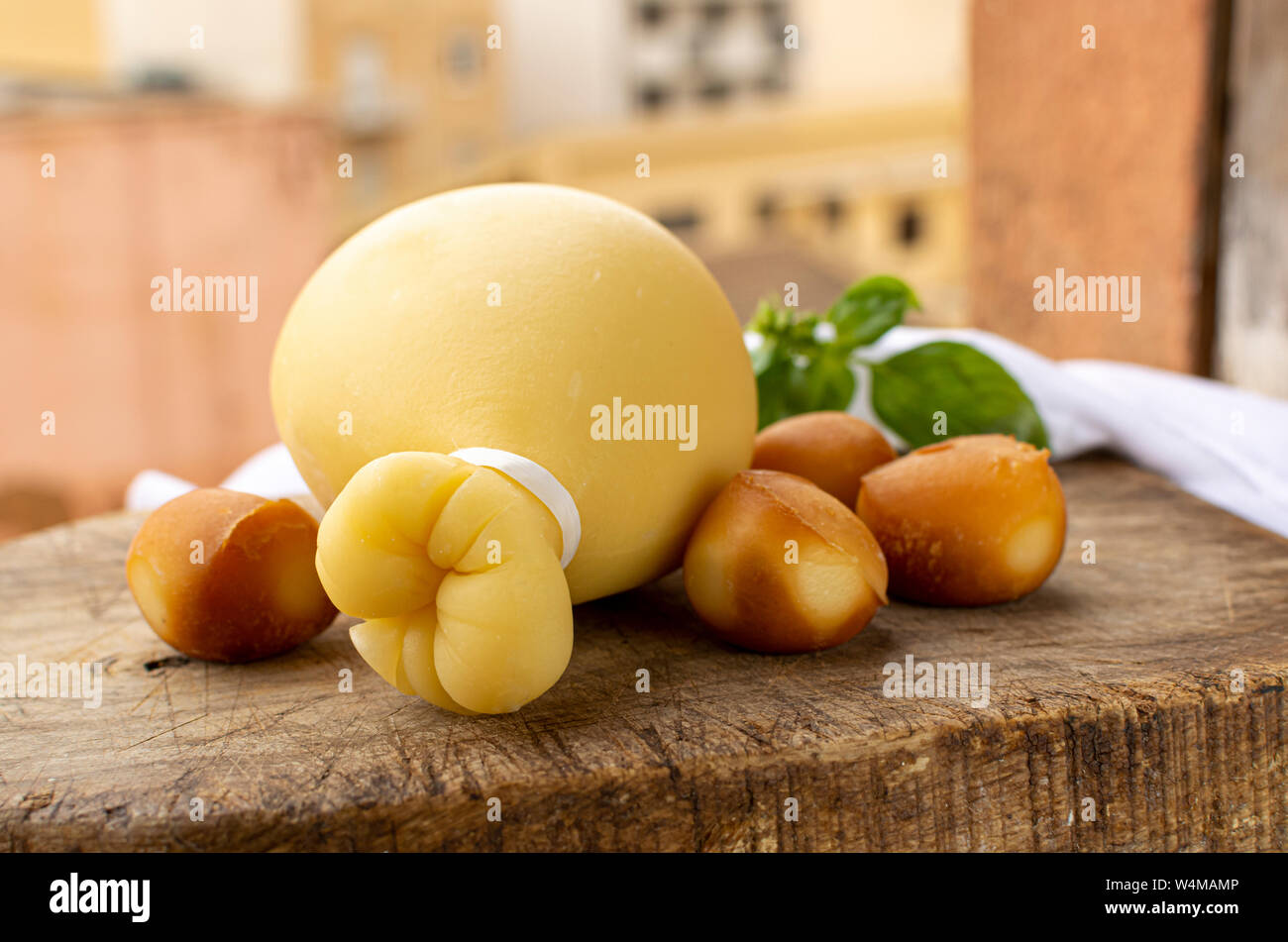 Cheese collection, Italian provolone caciocavallo aged and smoked ...