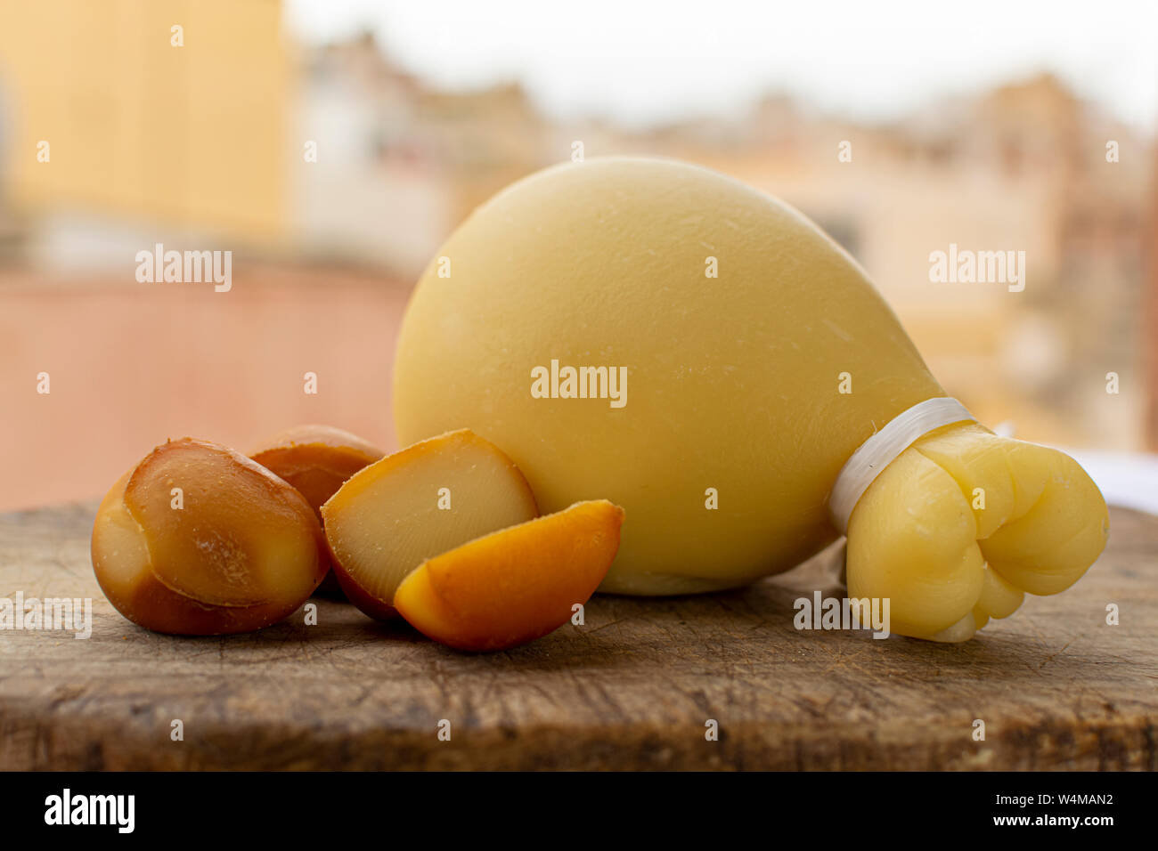 Cheese collection, Italian provolone caciocavallo aged and smoked ...