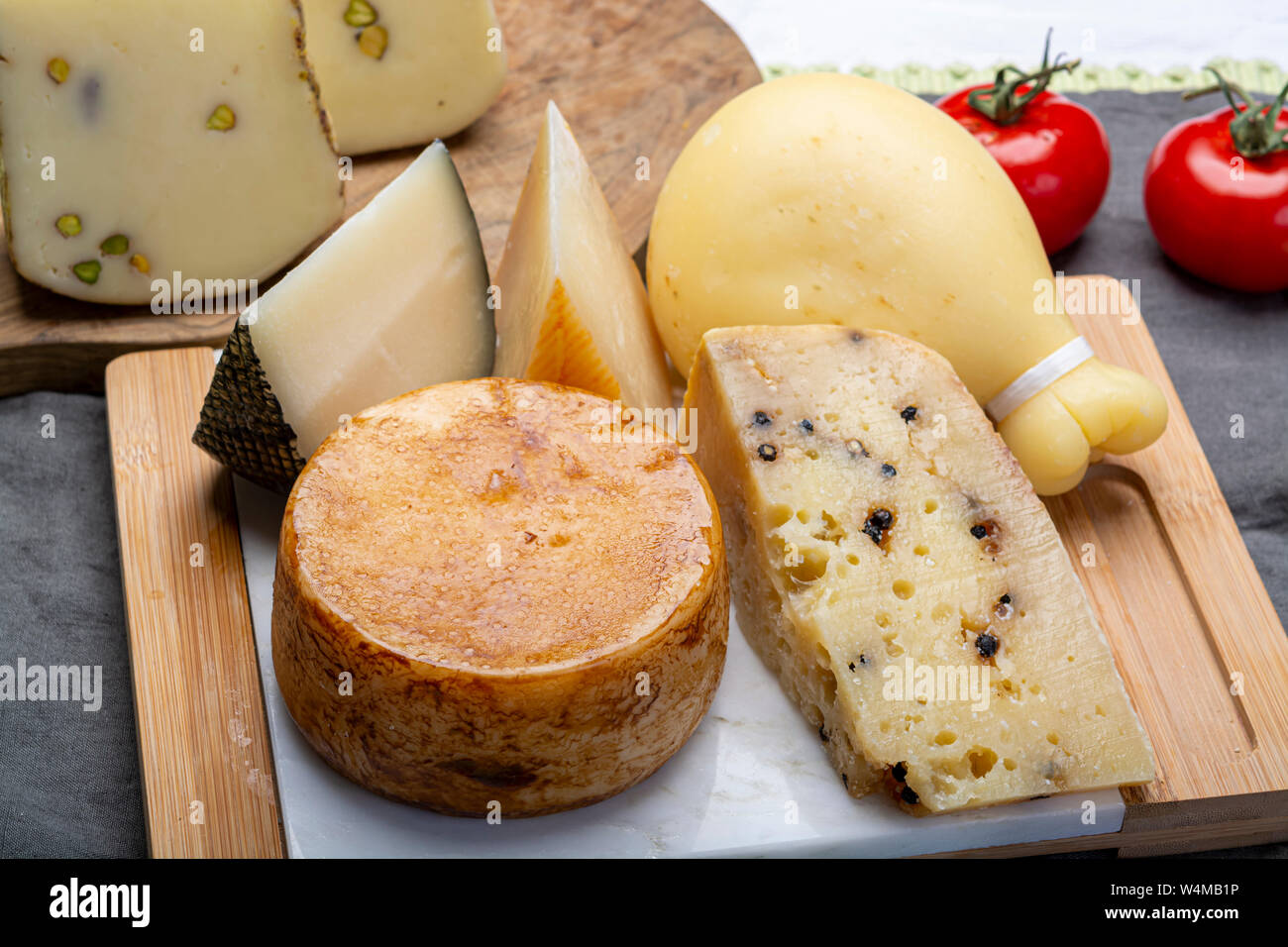 Cheese collection, Variety of Italian pecorino and provolone cheeses ...