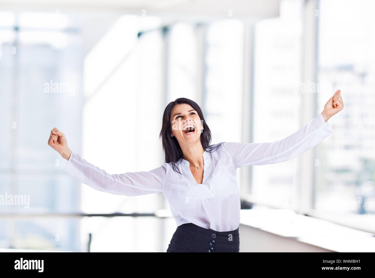 Young, attractive, successful business woman, to enjoy success in ...