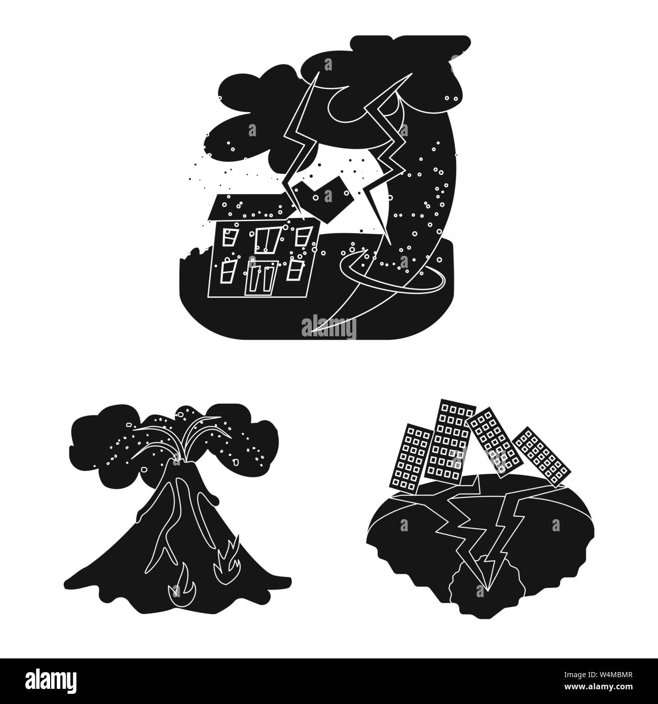 Vector illustration of calamity and crash sign. Collection of calamity ...