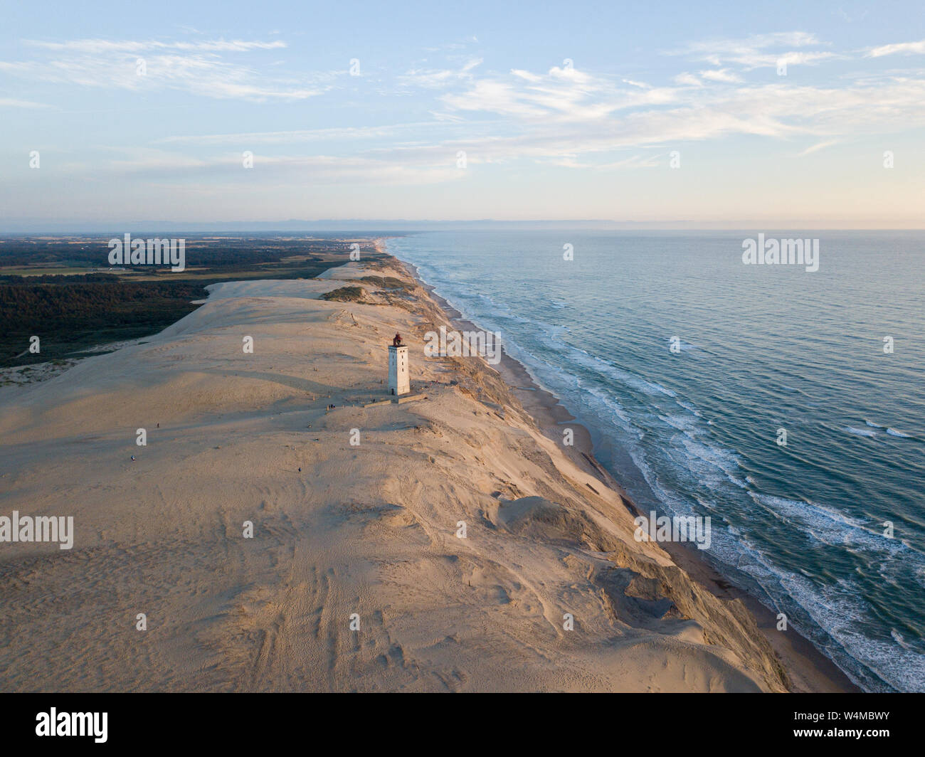 Aerial Drone View of Rubjerg Knude Lighthouse in Denmark Stock Photo ...