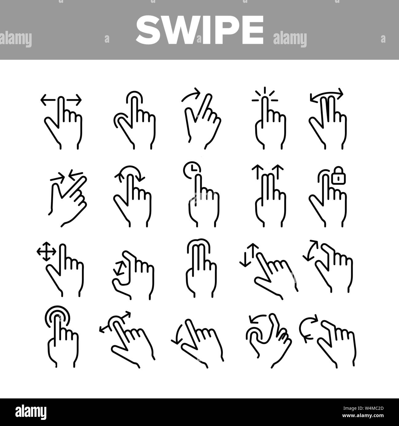 Set various hand gesture Black and White Stock Photos & Images - Alamy