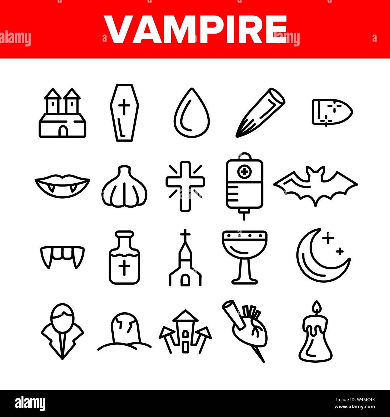 Protection From Vampire Vector Linear Icons Set Stock Vector Image ...