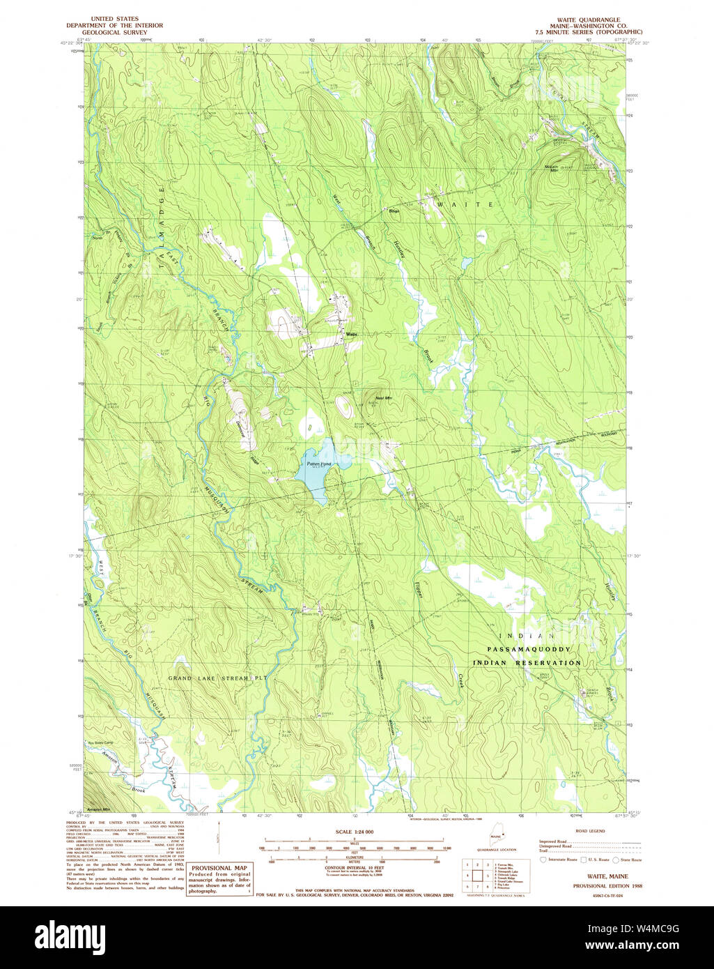 Maine USGS Historical Map Waite 103069 1988 24000 Restoration Stock ...