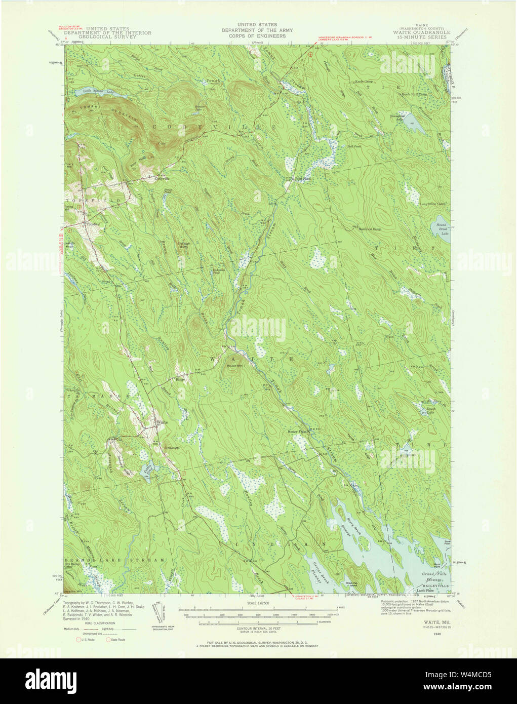 Maine USGS Historical Map Waite 306836 1940 62500 Restoration Stock ...