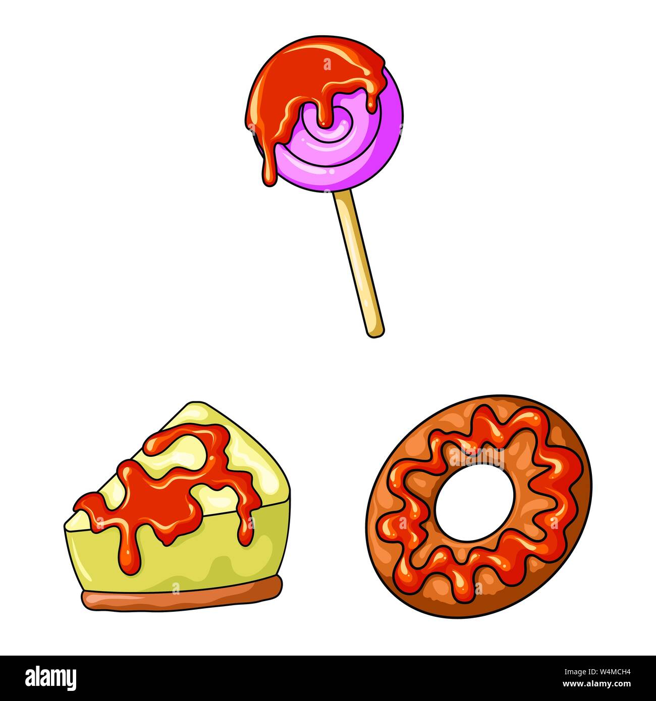 Vector illustration of dessert and sweet icon. Set of dessert and food ...