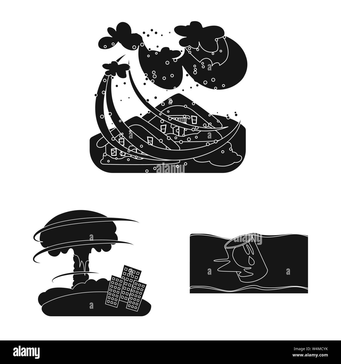 Vector illustration of calamity and crash logo. Collection of calamity ...