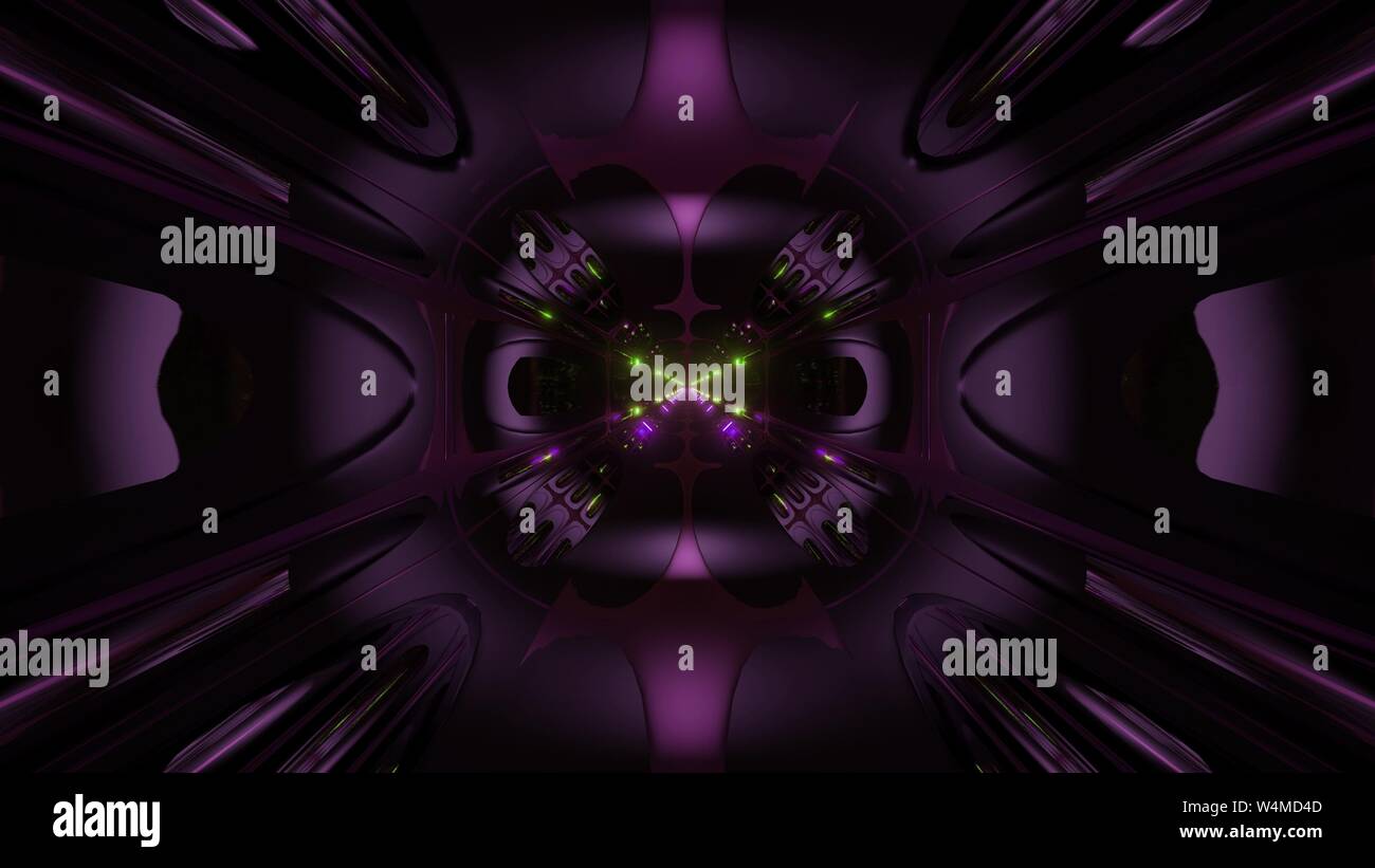 futuristic science-fiction alien style tunnel corridor 3d illustration ...